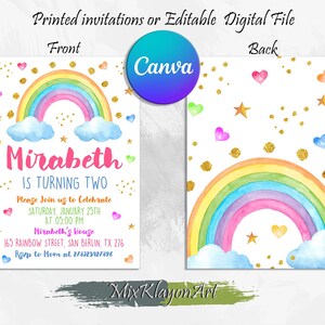 Editable Rainbow Invitation, Rainbow Birthday Party Invitation, Magical ...
