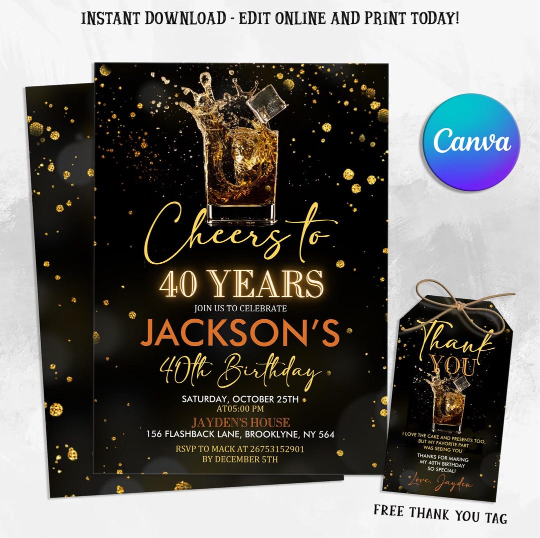 Whiskey Birthday Invitation, Surprise Party, Adult Birthday Party ...