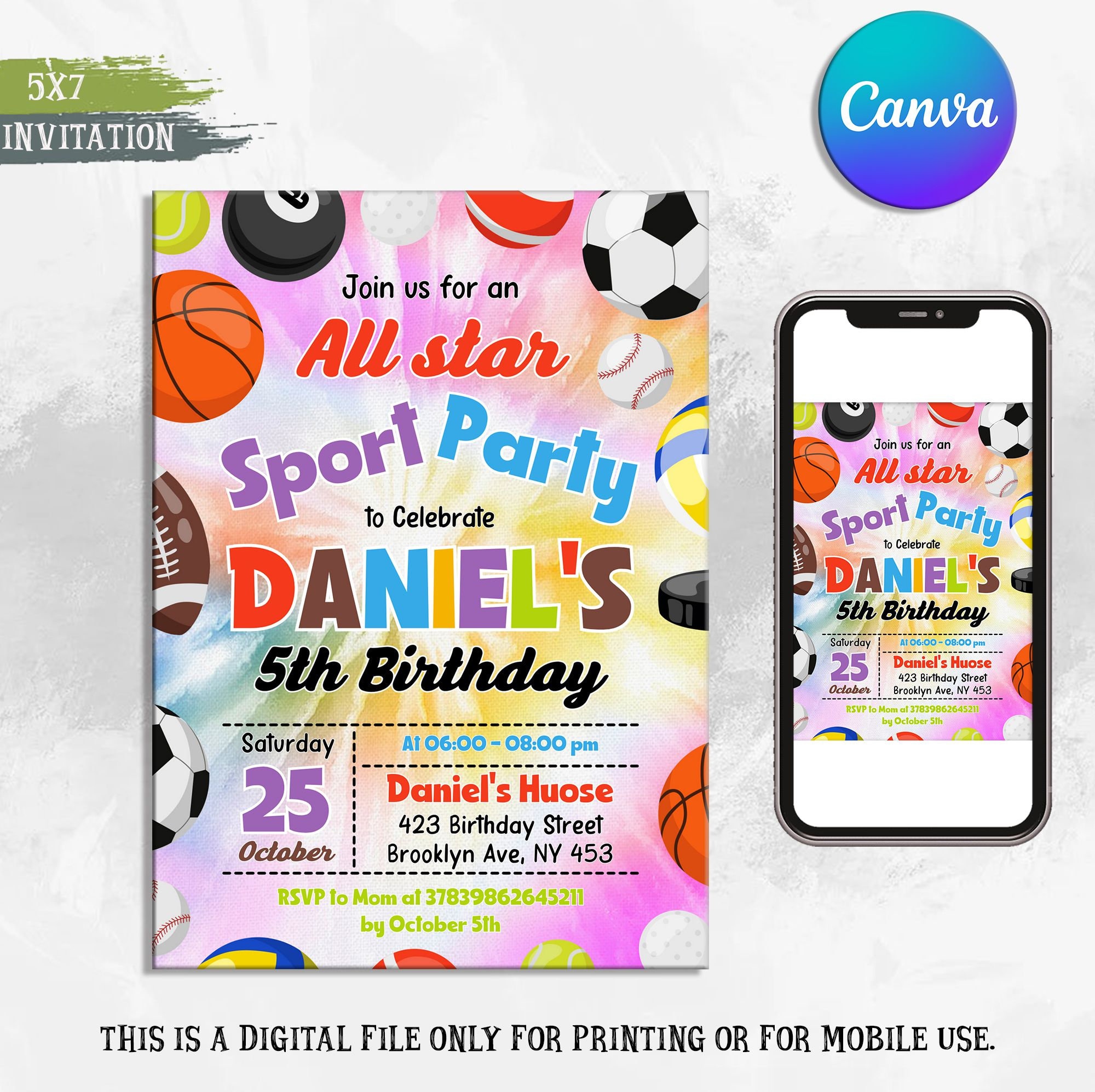 Sports Invitation, All Star Sport Invitation, Sport Party, Sports ...