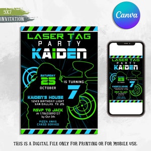 Editable Laser Tag Birthday Invitation Template, Laser Tag Invites ...