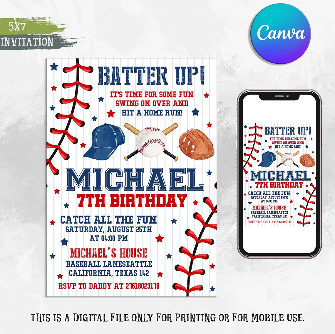 Baseball Birthday Invitation, Baseball Party Invitation, Sports Theme ...