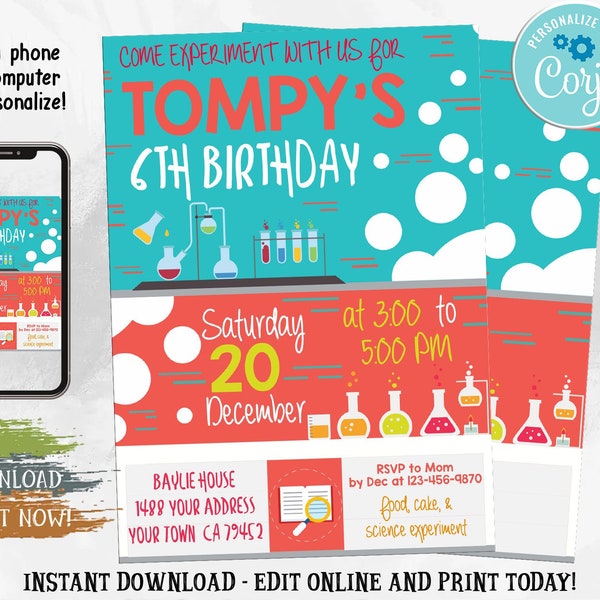 Science Invitation - Etsy