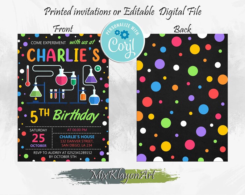 Editable Science Party Invitation, Experment Laboratory, Science ...