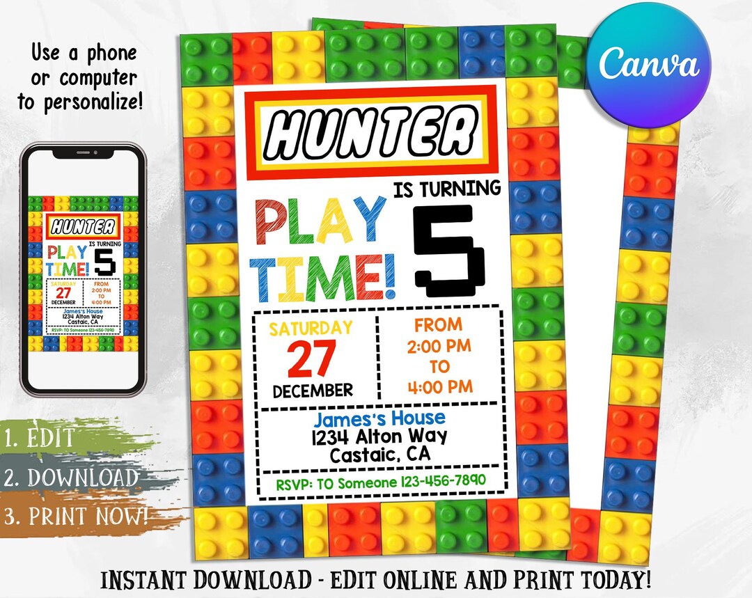 Editable Birthday Party Invitation, Digital Invitation, Birthday Invite ...