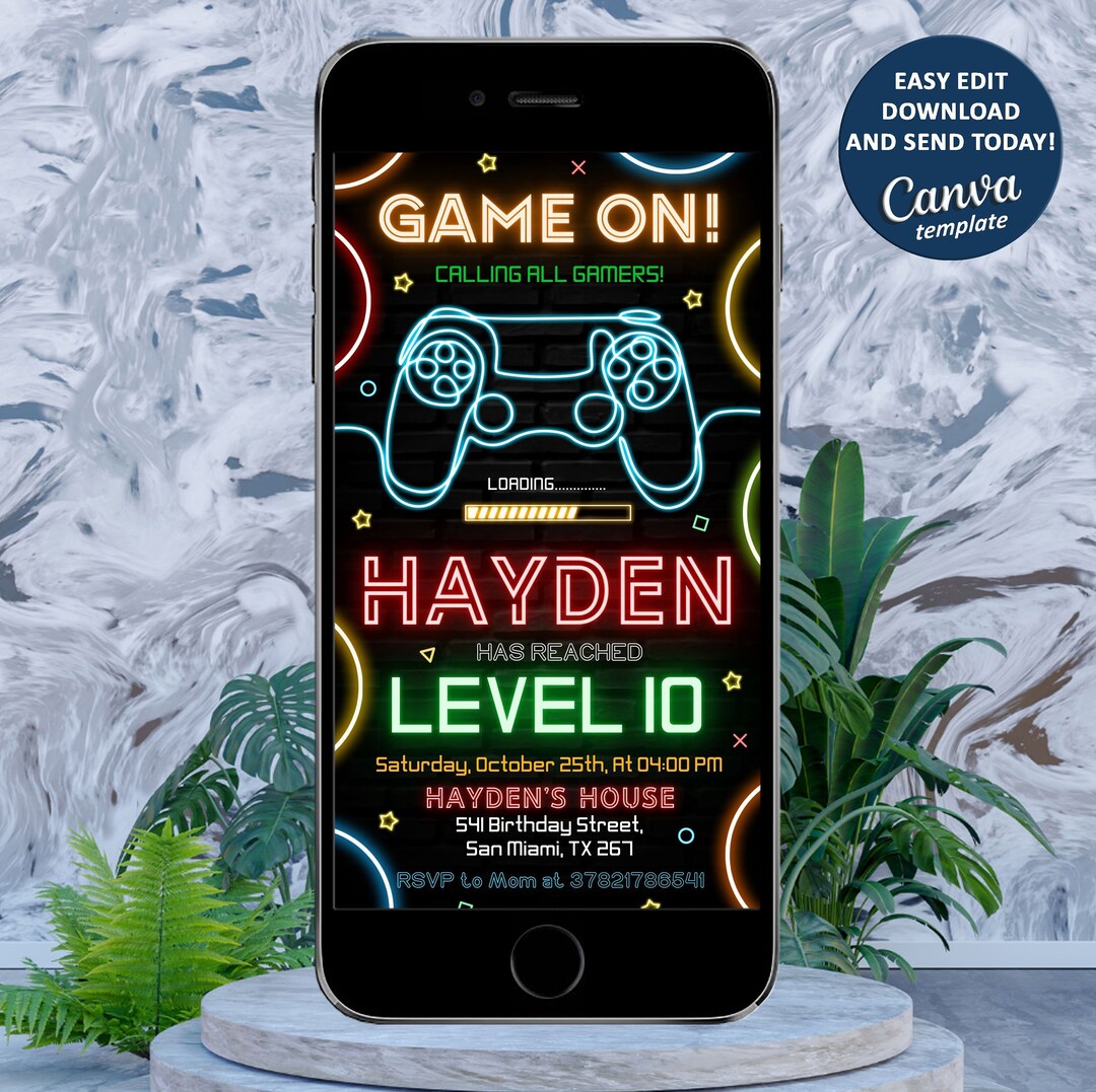 Video Game Invitation, Gaming Party Invitation, Gamer Party Invitation ...