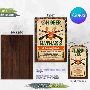 Editable Hunting Birthday Invitation, Huting Party Invites, Deer ...