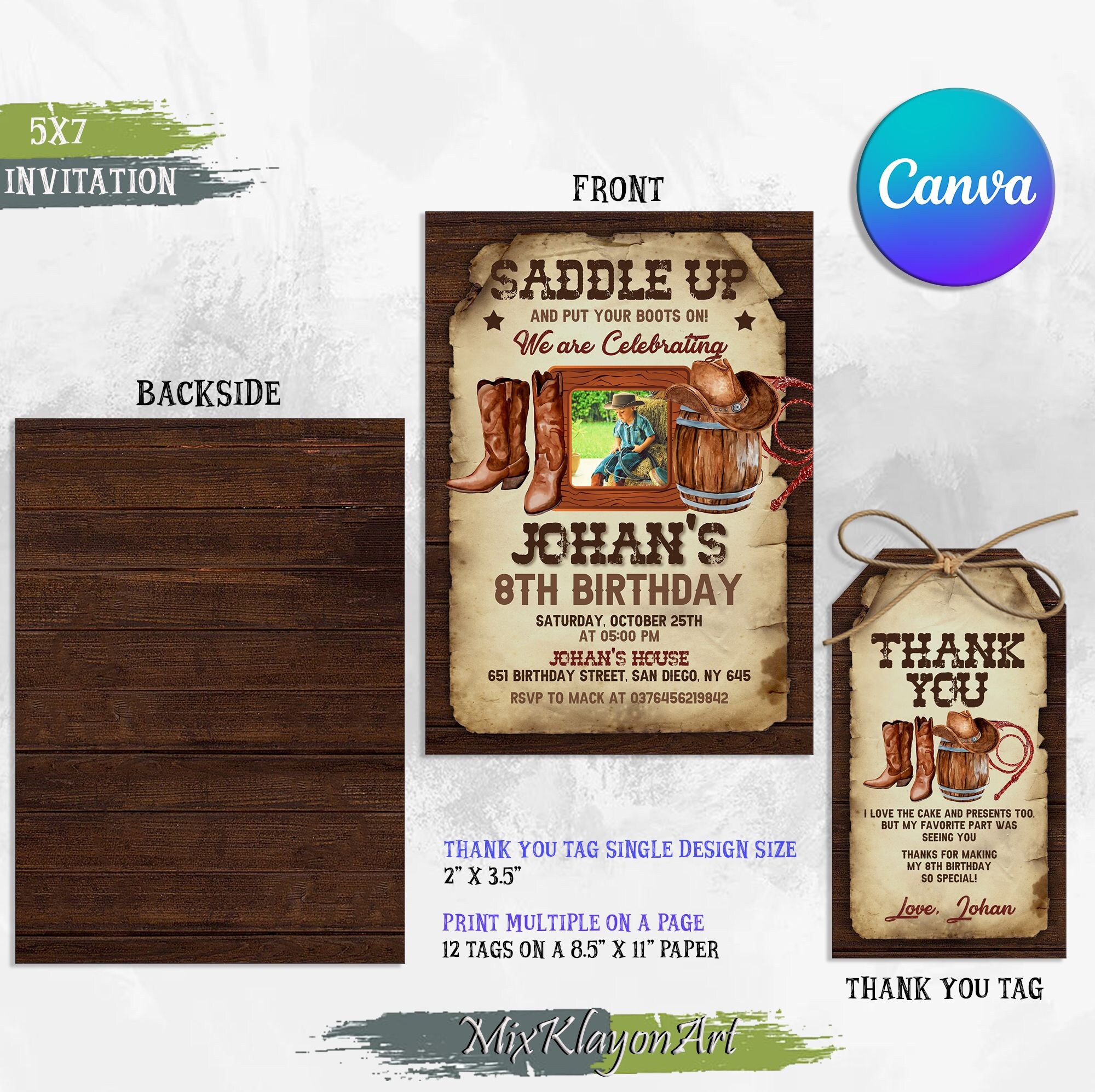 Editable Western Invitation, Cowboy Birthday Party Invitation, Country ...
