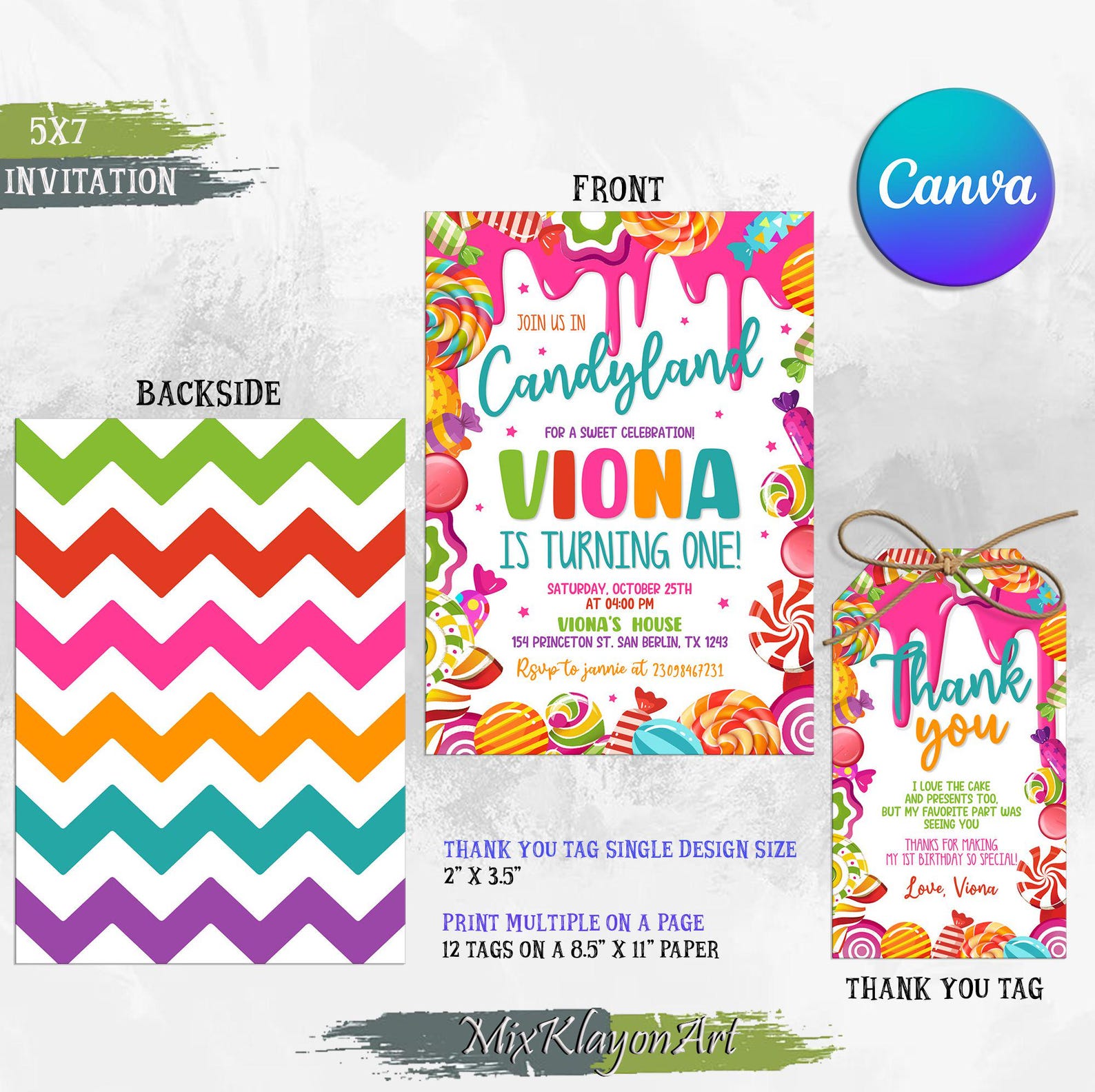 Candy Land Invitation, Candy Land Invites, Instant Download Candies ...
