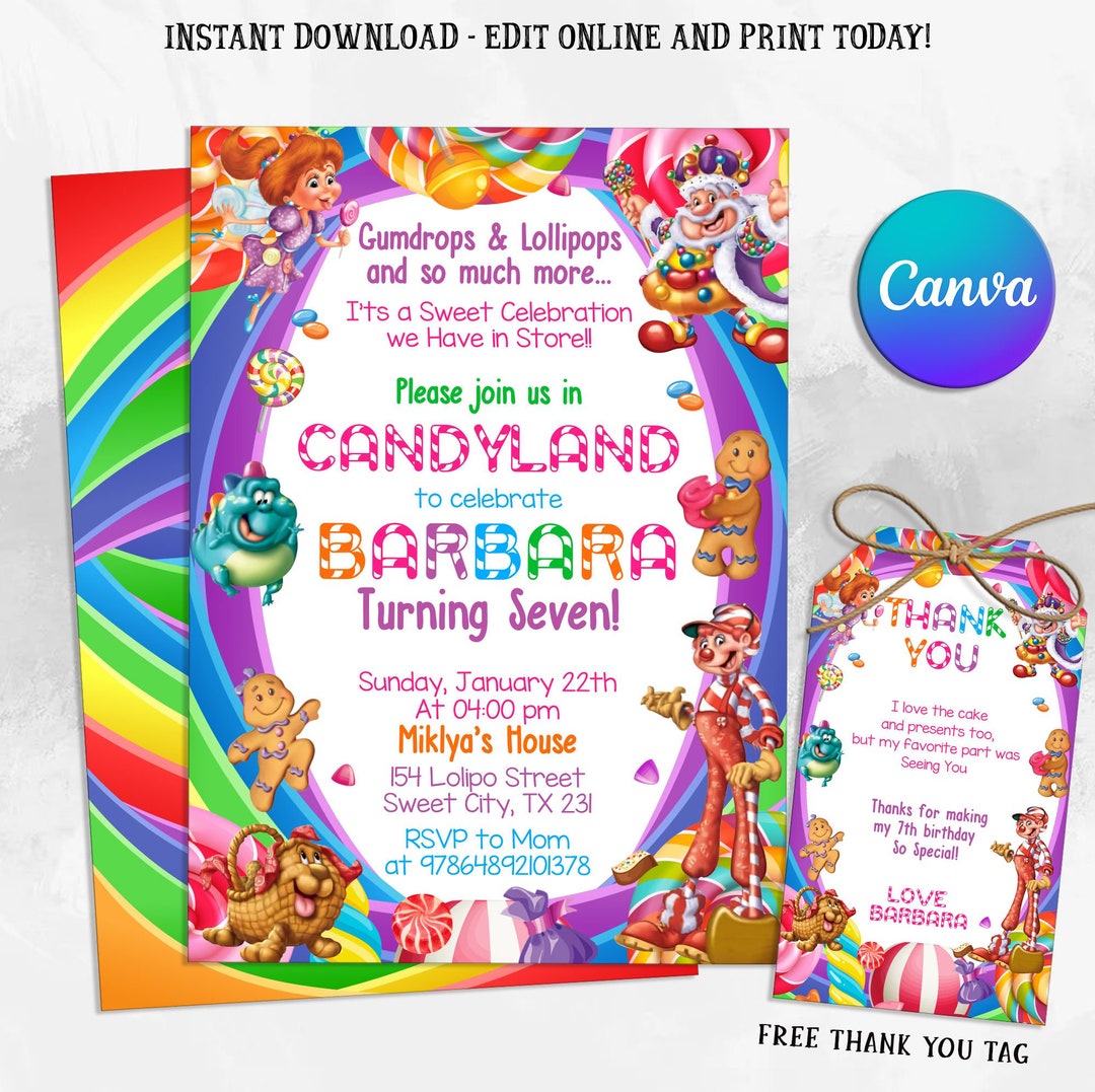 Editable Sweets Candy Invitation Template, Sweet Candy Birthday ...