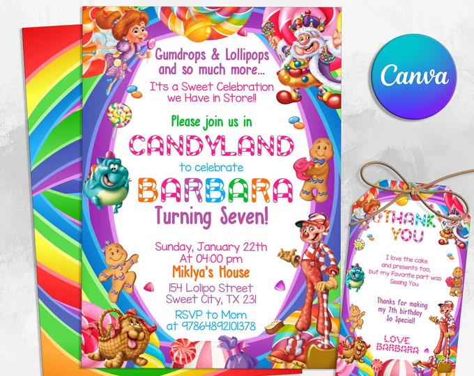 Candy Birthday Invitation, Candyland Birthday, Invitation Candyland ...
