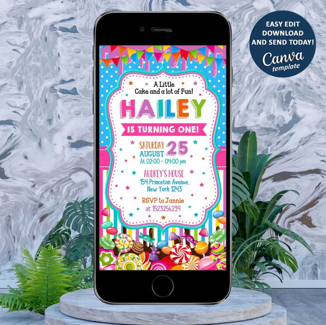 Editable Candyland Invitation, Candyland Birthday Evite, Sweet Shop ...