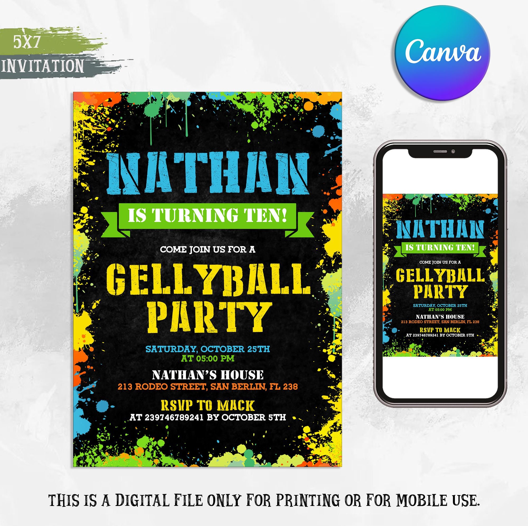 Gellyball Birthday Party Invitation, Gelly Ball Birthday Party ...