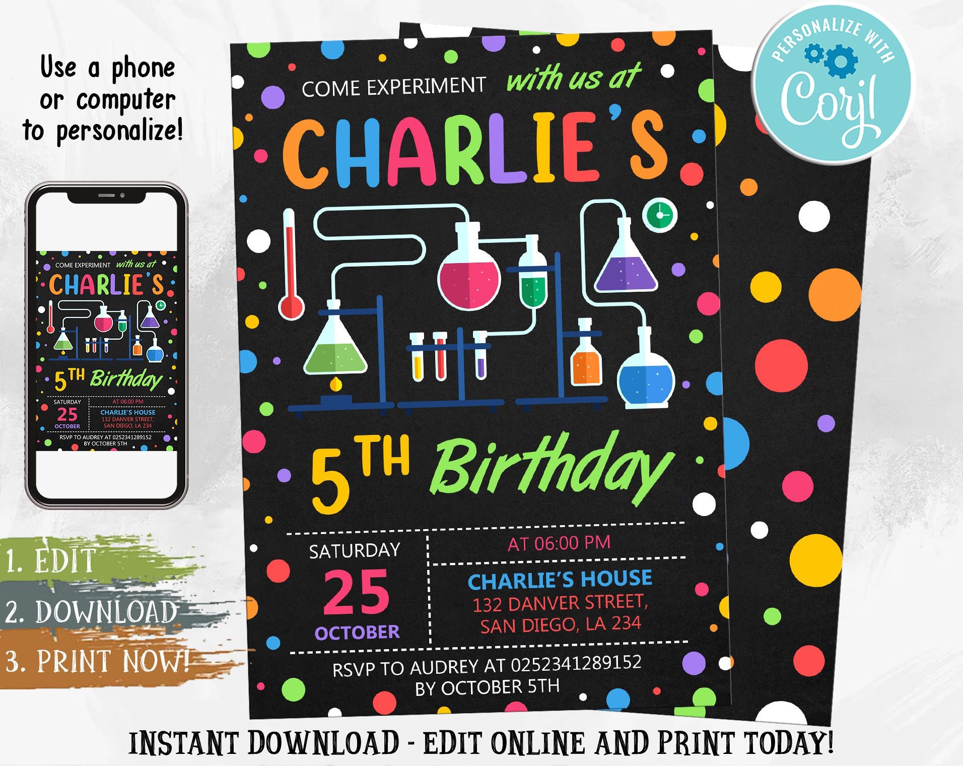 Editable Science Party Invitation Experment Laboratory - Etsy Australia