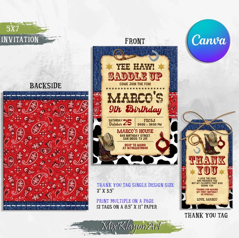 Yee Haw Cowboy Birthday Invitation, Saddle up Western Party Invite ...