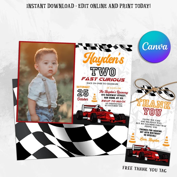 Two Fast Birthday Invitation - Etsy