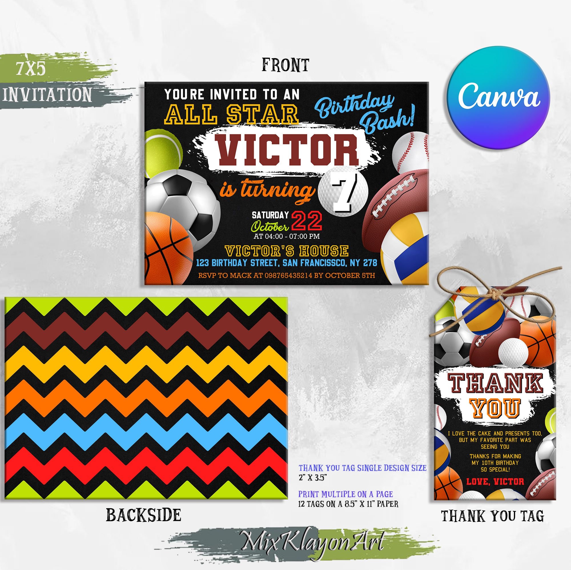 EDITABLE All-star Birthday Invitation All-star Party Sports - Etsy