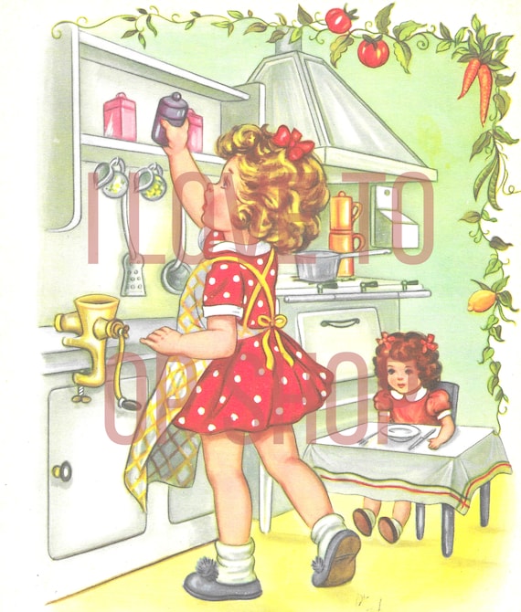 Digital Download Vintage Kitsch 1950s Sweet Girl Doing - Etsy