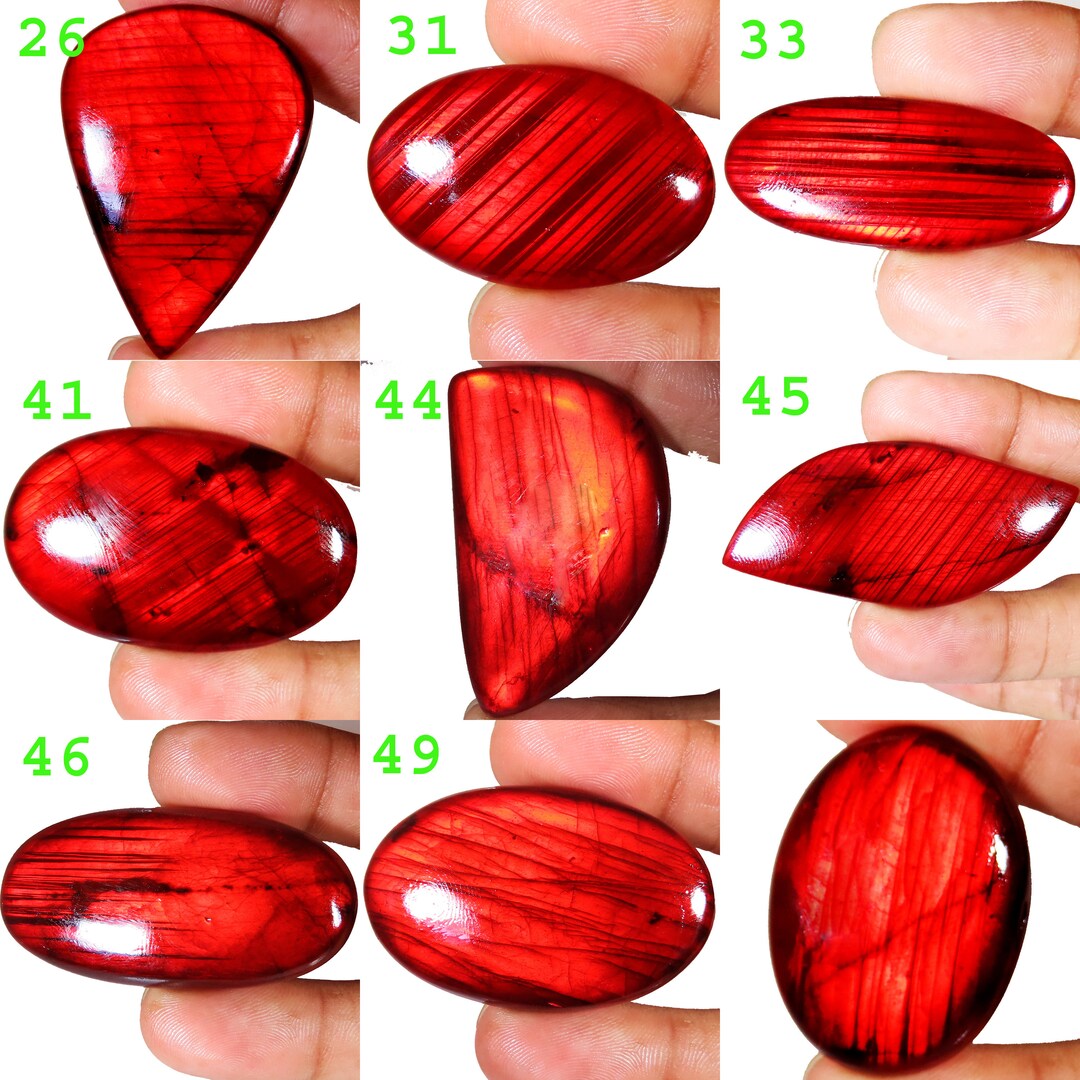 Red Color Labradorite Gemstone Treated Labradorite Cabochon - Etsy