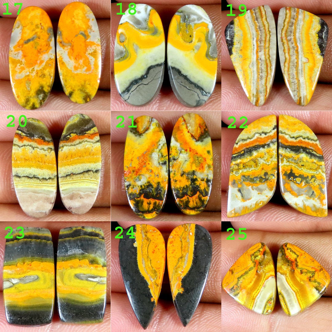 Natural Bumble Bee Jasper Pair Gemstone Mix Cabochon Jasper Stone Loose ...