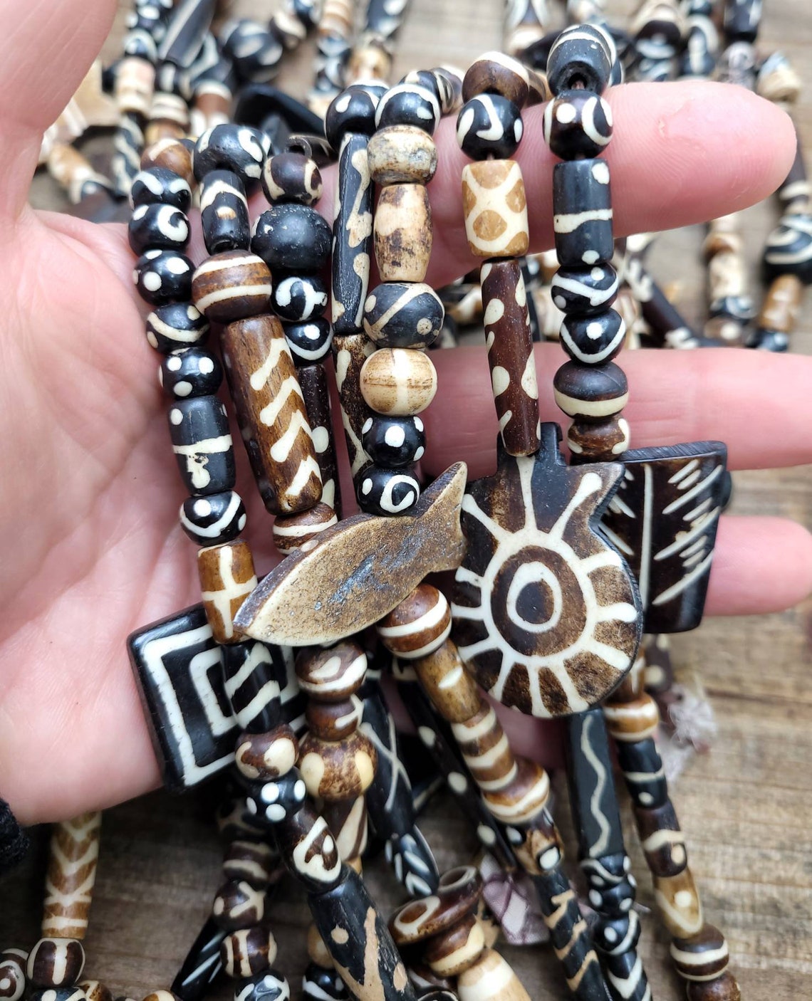 Beautiful Wide Variety Bone Beads Strand 15 Inches Long - Etsy