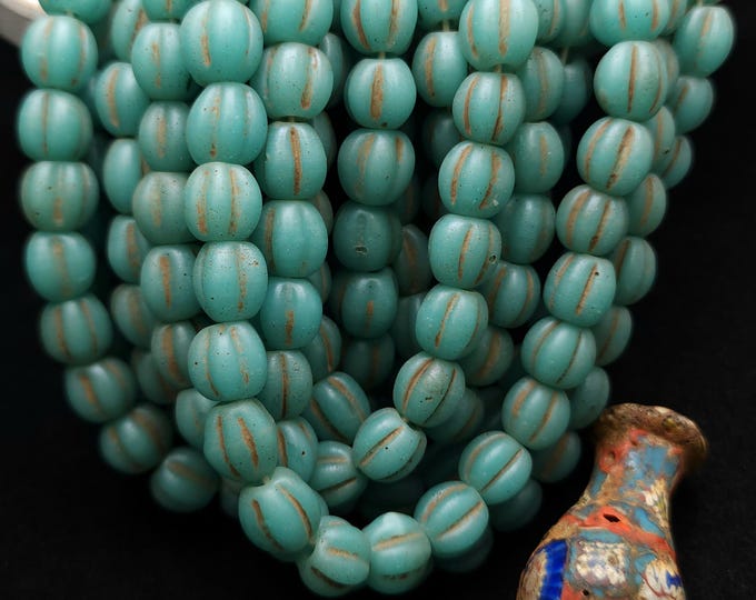 Bicone Rustic Glass Beads From Java, Strand 10" 14-15mm, Large Hole ...