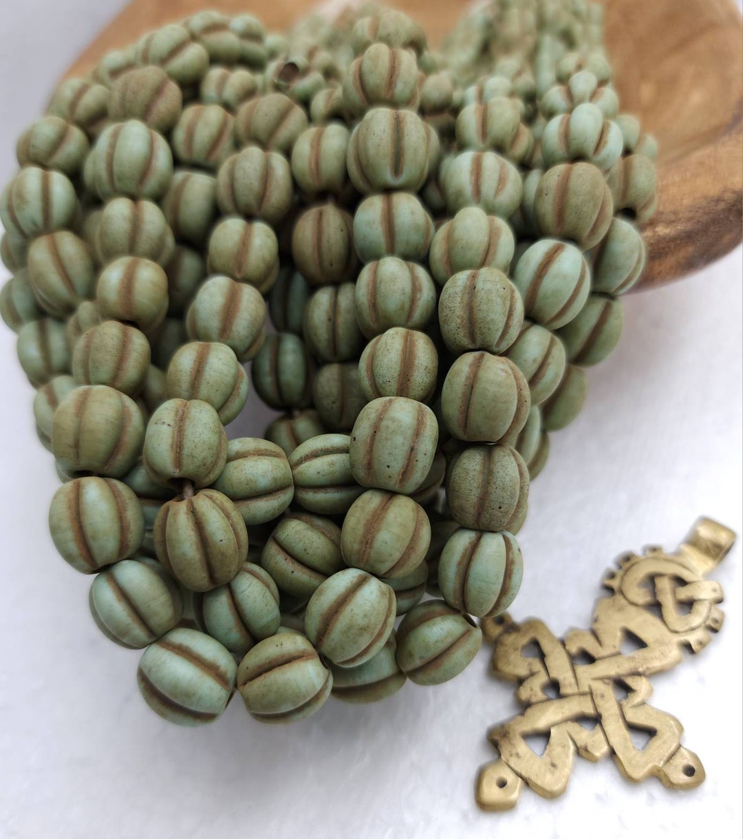 Melon Shaped Beads With Accent Rustic Old Look 10-11mm[12] / Jewelry ...