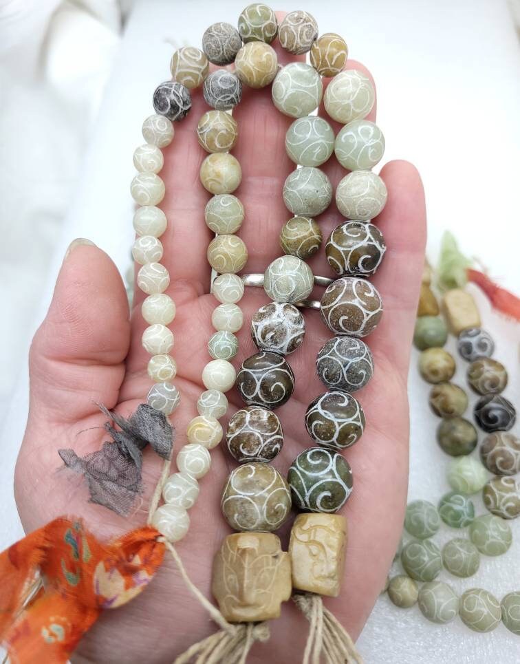 Natural Authentic Jade Carved With Design Totally by Hand/ - Etsy