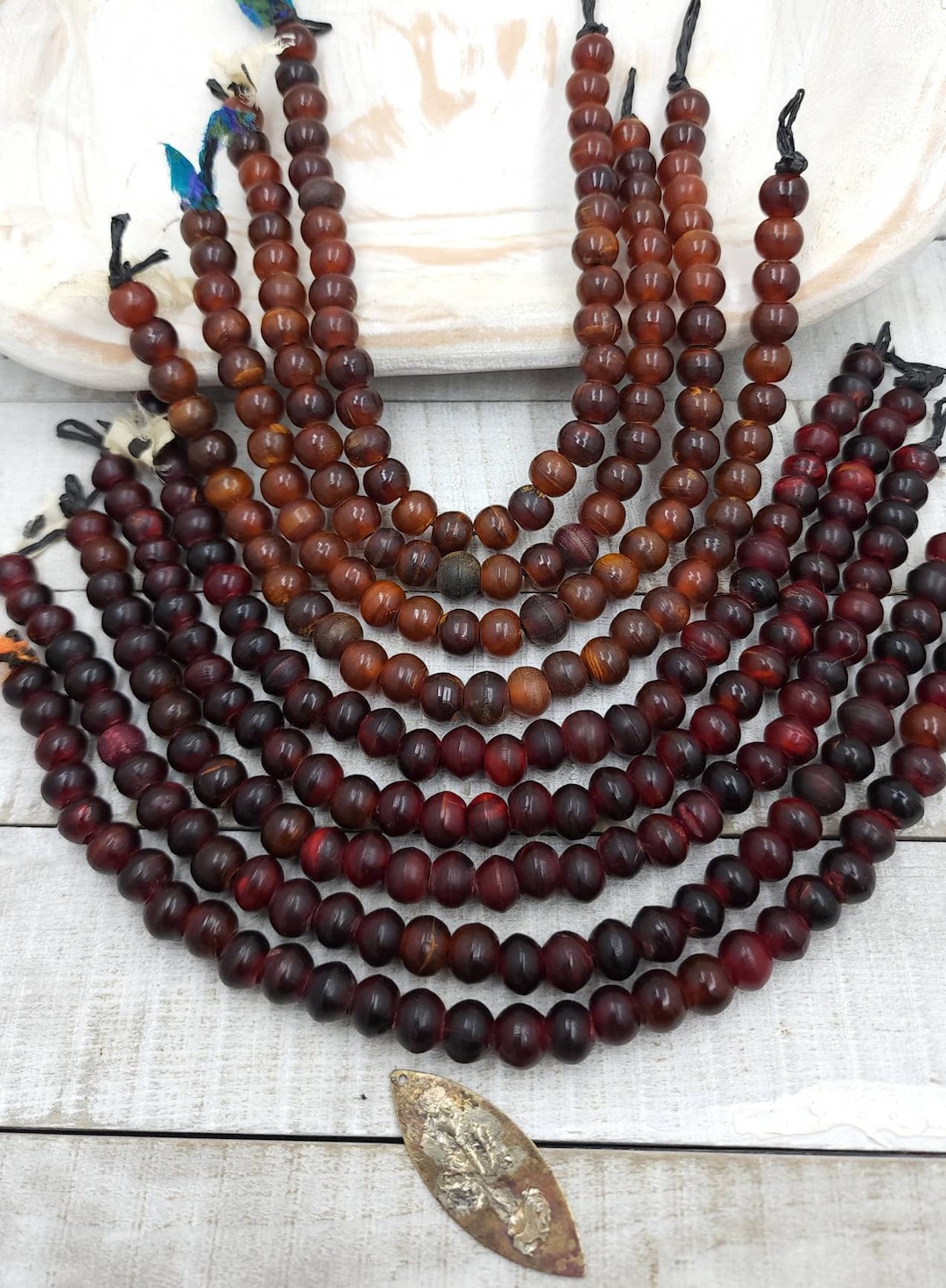 Natural Horn Beads Strand 10" Inches 10mm (32) Option to Choose Red or ...