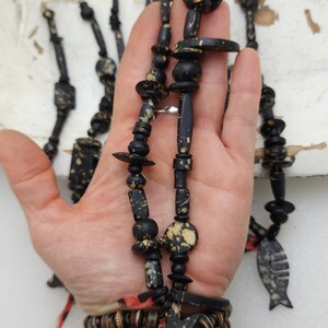 Splattered Black Bone Beads / Strand 14"+ Variety of Bone Beads ...