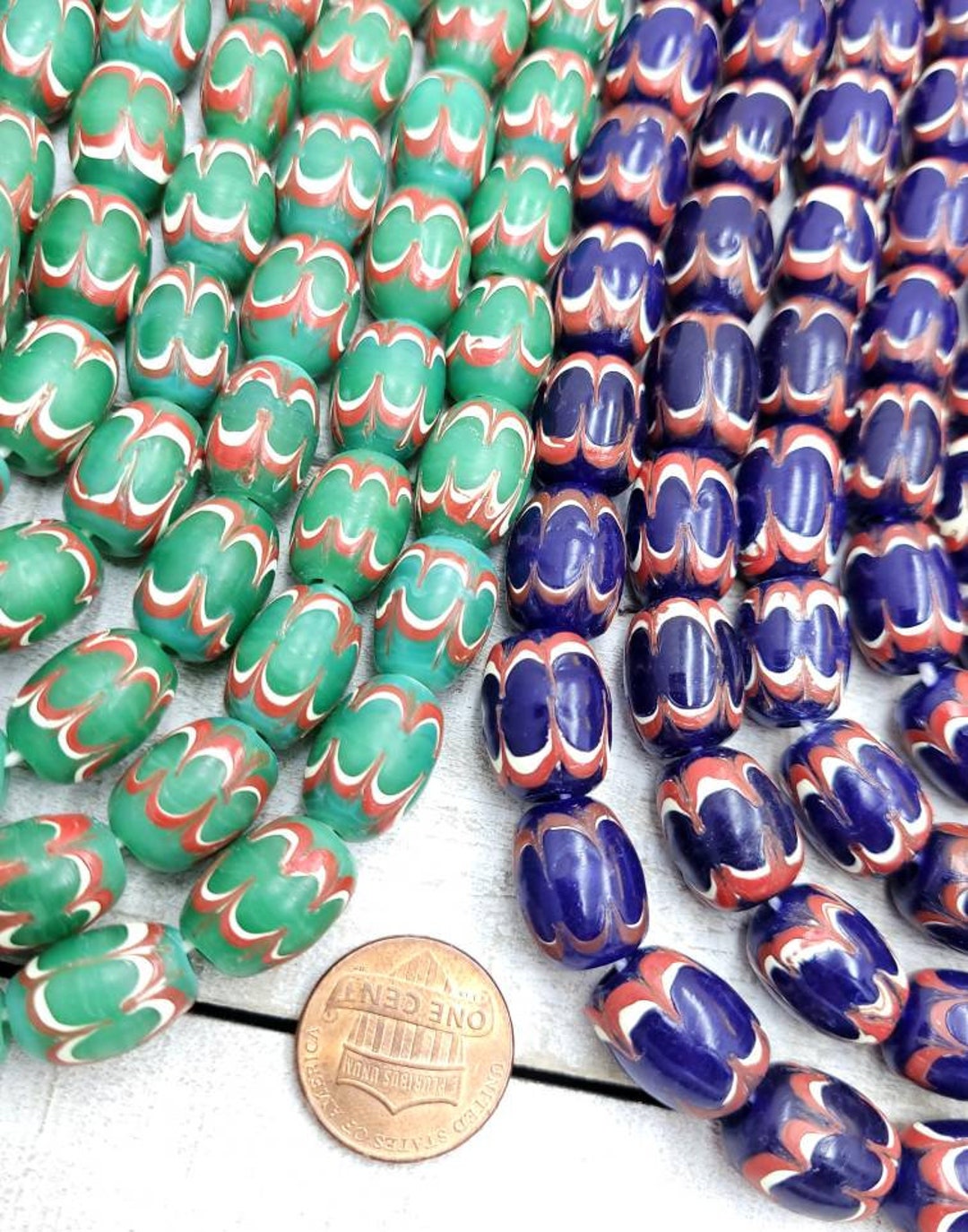 Small Chevron Style Beads, Strand With 10 Beads 13-14mm X 10-11mm ...