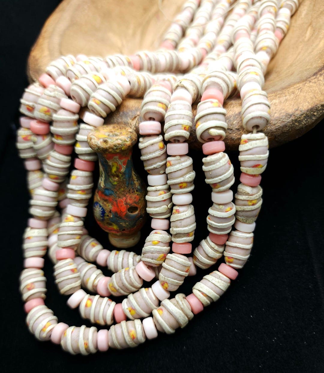 Vintage Rustic Old Accent Glass Beads From Java Indonesia Strand 10 ...
