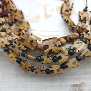 Elephant Bone Beads / Hand Carved Bone Elephant / Strand 10" Choose ...