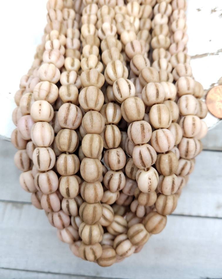 Beautiful Melon Shaped Beads With Accent Rustic 10-11mm 12 Beads ...