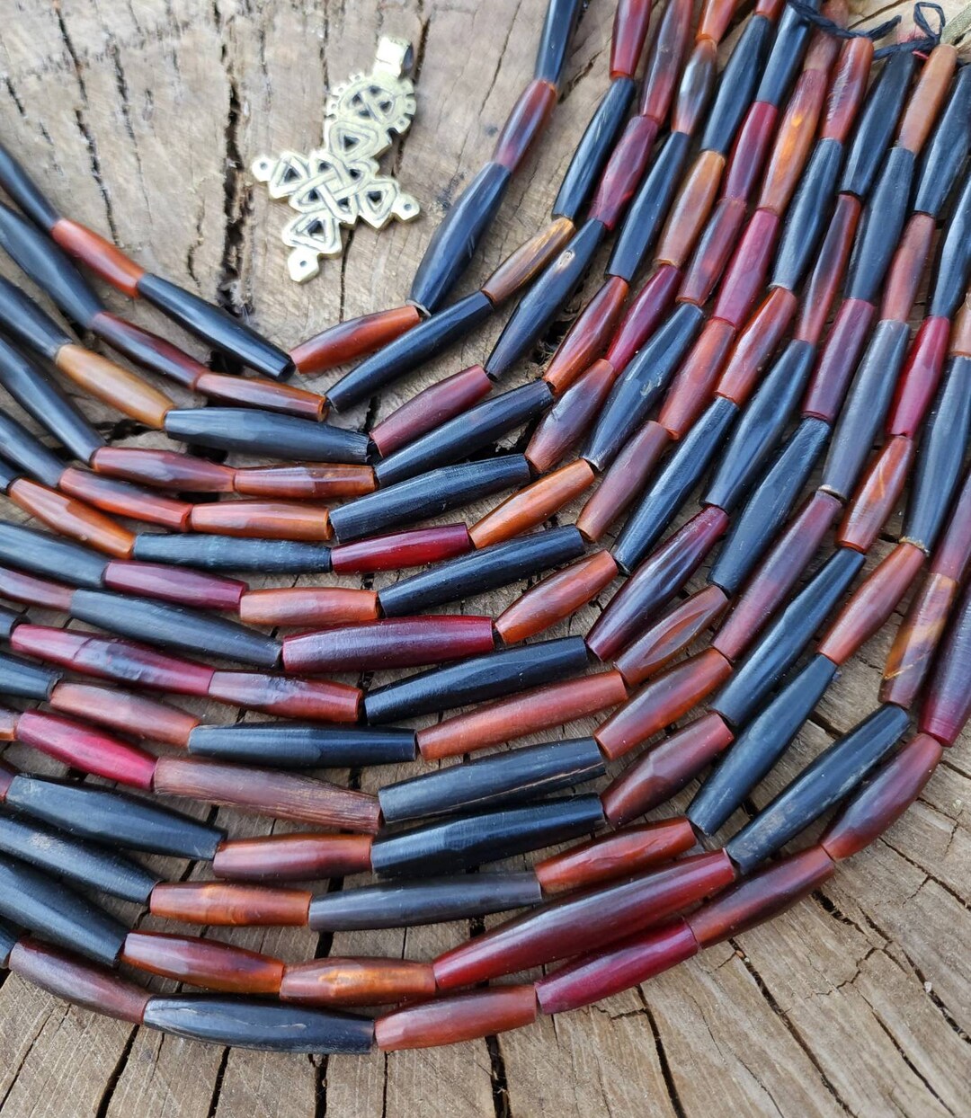 Bone Pipe Beads Size Variable 25-40mm 12" Inch Strand / Jewelry Making ...