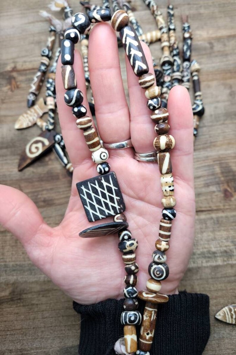 Beautiful Wide Variety Bone Beads Strand 15 Inches Long - Etsy