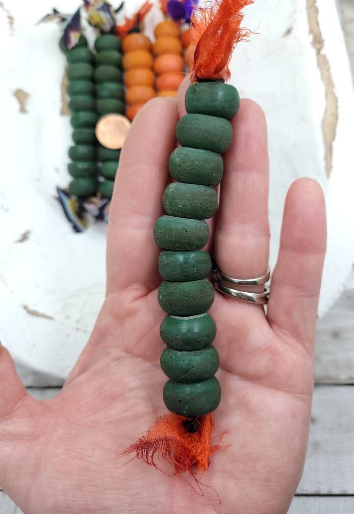 Old Glass Beads the 90s / Color to Choose Strand of 10 Beads Orange or ...