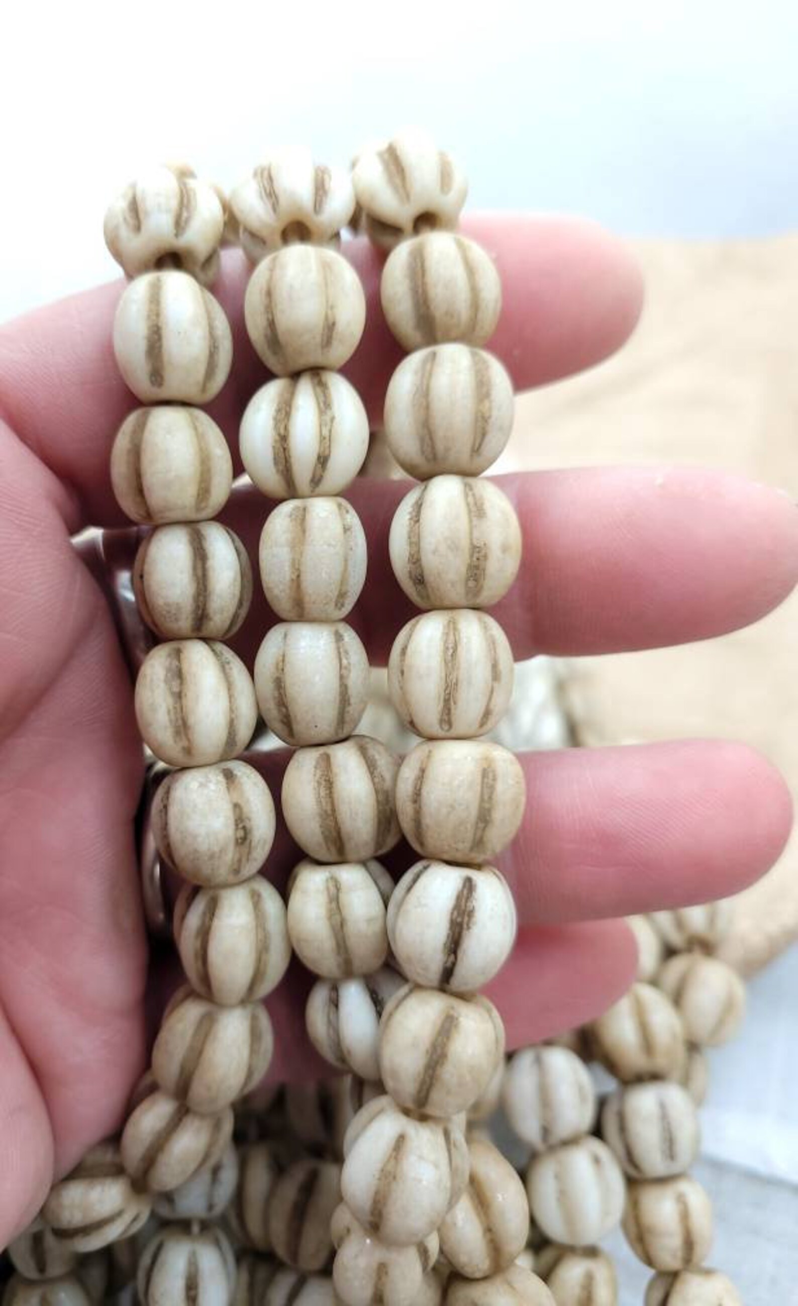 Beautiful Melon Shaped Beads With Accent Rustic 11mm 12 | Etsy