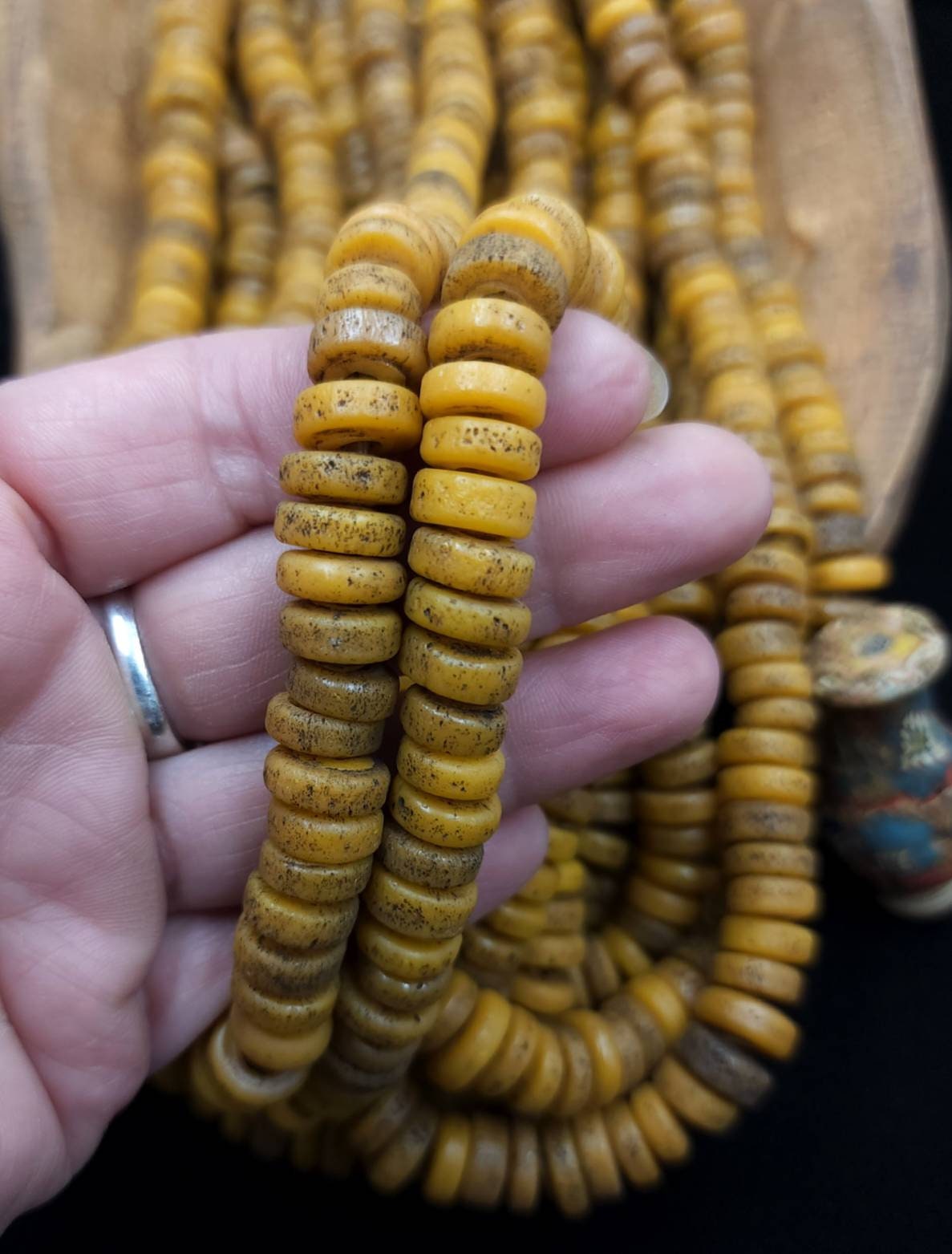 Mustard Color Glass Beads With Strong Old Rustic Accent / - Etsy