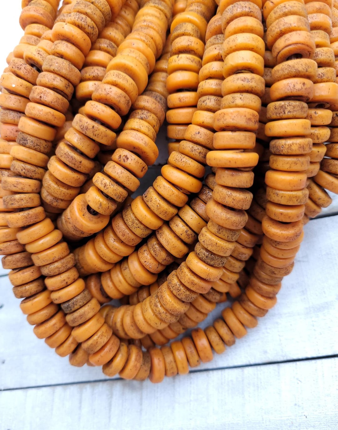 Light Orange Beads With Strong Old Rustic Accent Beads Raw Texture / 11 ...