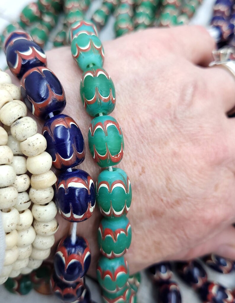 Small Chevron Style Beads, Strand With 10 Beads 13-14mm X 10-11mm ...