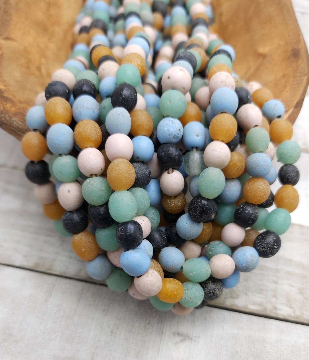 Opaque Glass Java Beads With Rustic Accent 9-10mm Choose Full Strand 23 ...