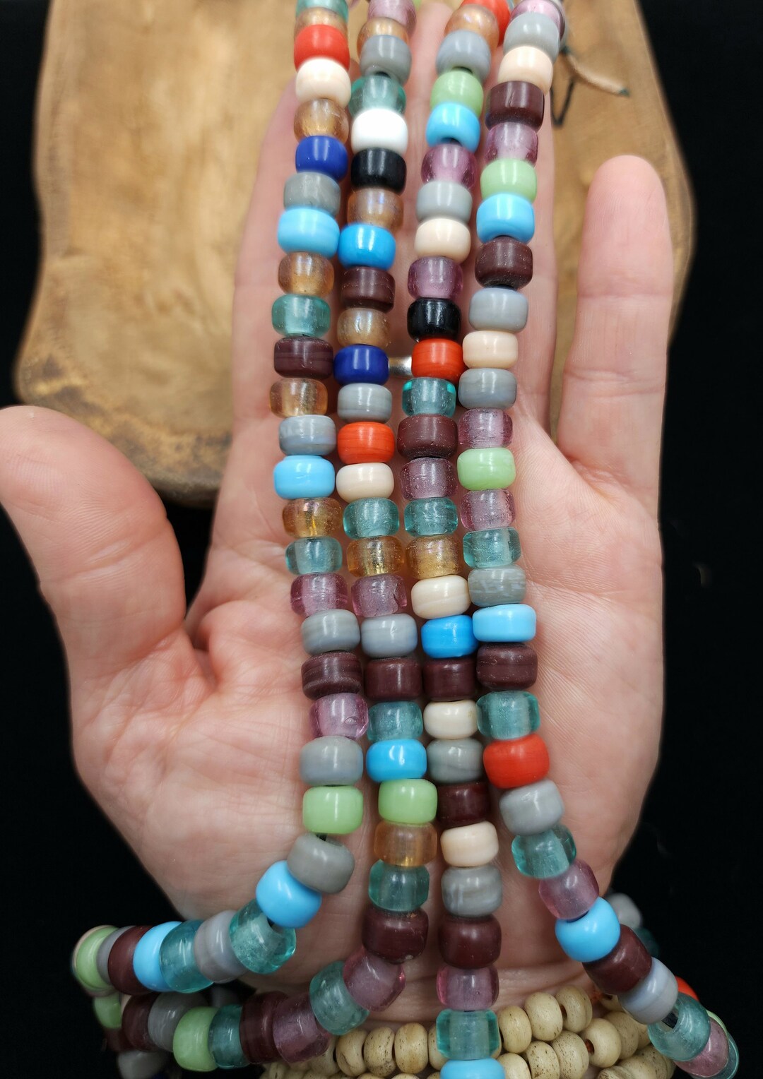 Glass Crow Beads Variable Colors Strand With 40 Beads 6mm X 9mm / Pony ...