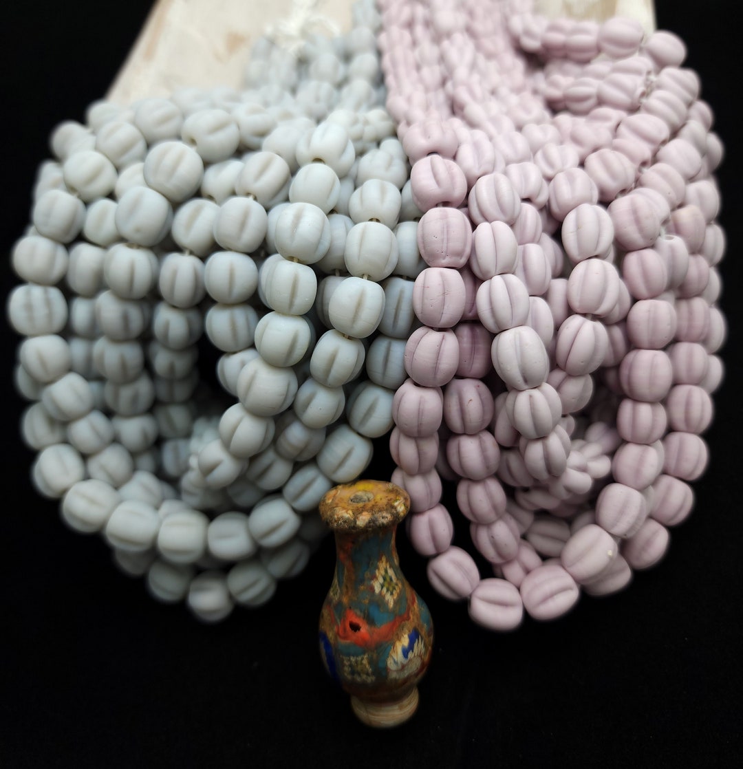 Melon Shaped Glass Beads With 9-11mm 15 Beads, Jewelry Making Supplies ...