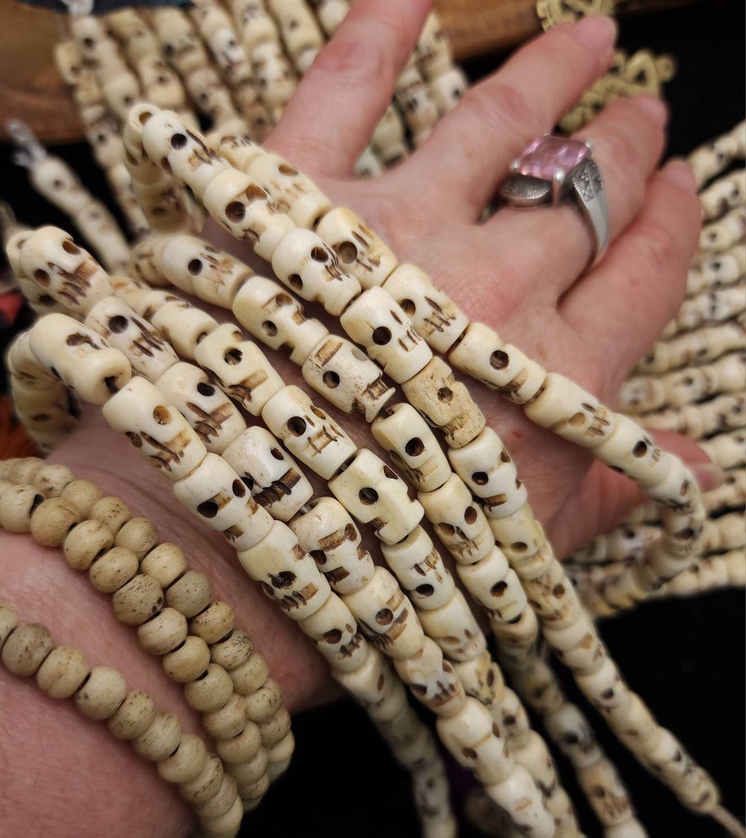 Skull Bone Beads / Rosary / Buddhist Bone Skull Beads / Hand Carved ...