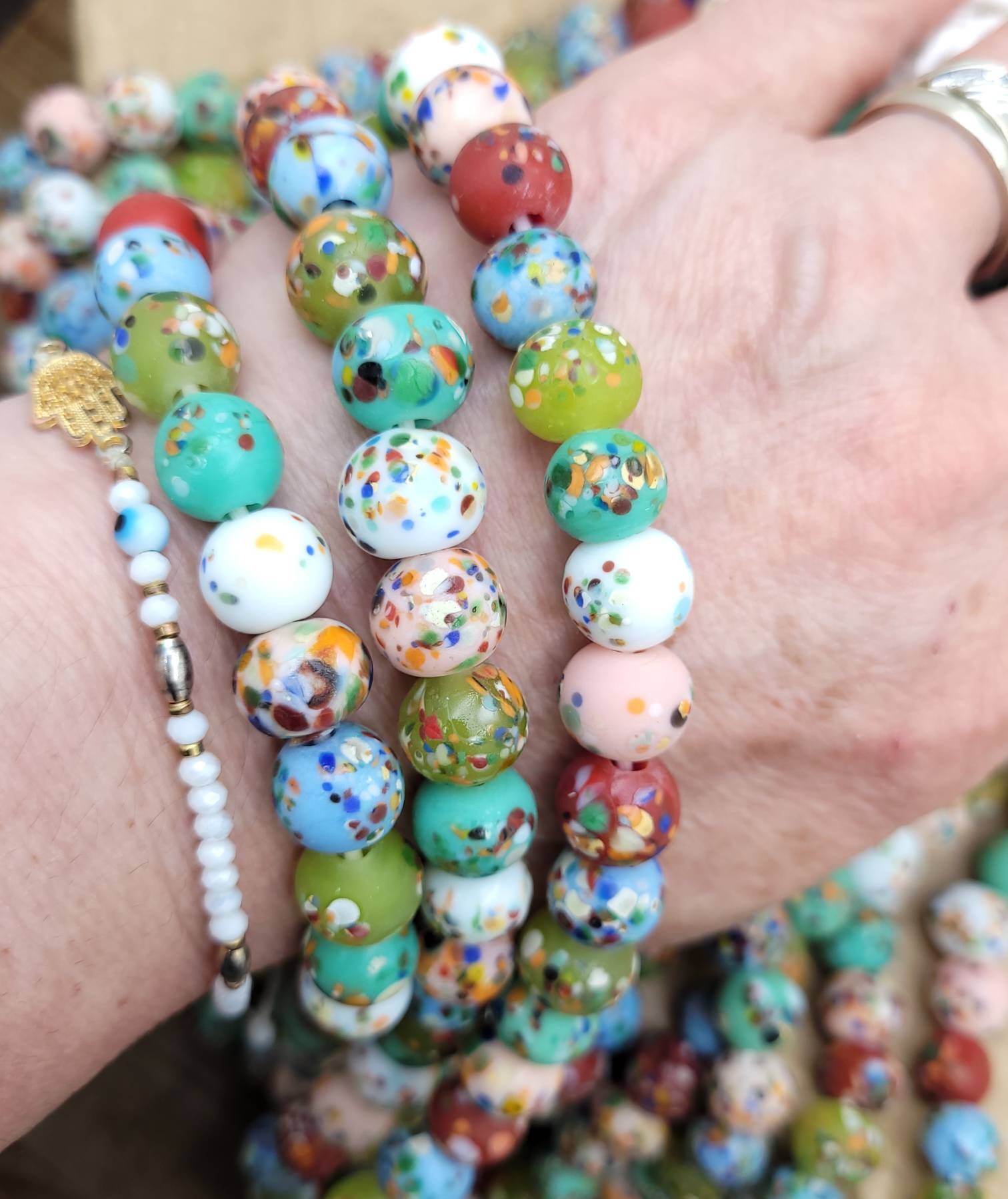 Beautiful Colorful Glass Beads / Indonesian Beads / Fun Beads | Etsy