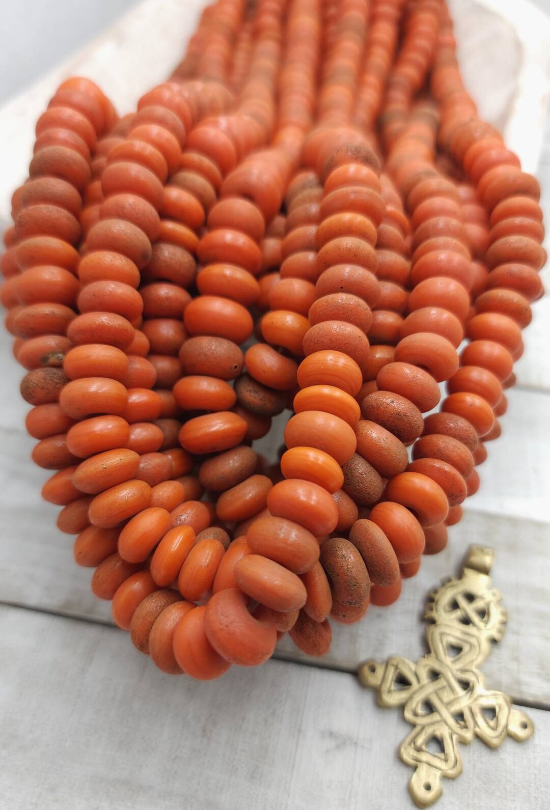 Beautiful Indonesian Java Glass Beads Color Orange / Option to Choose ...