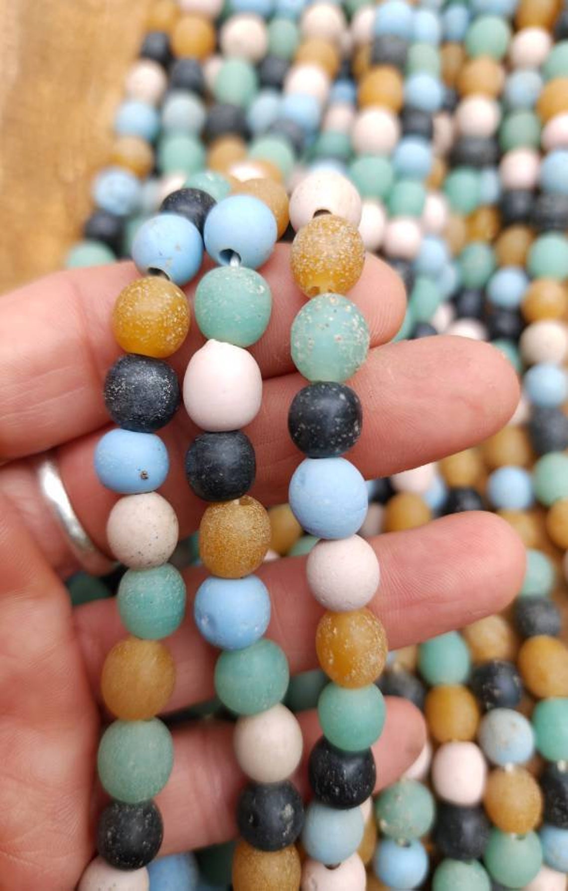 Opaque Glass Java Beads With Rustic Accent 9-10mm Choose Full Strand 23 ...
