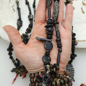 Splattered Black Bone Beads / Strand 14"+ Variety of Bone Beads ...