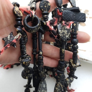 Splattered Black Bone Beads / Strand 14"+ Variety of Bone Beads ...