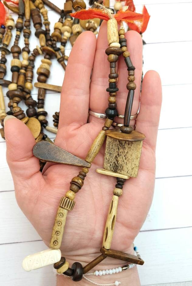 Strand 14 Fun & Variable Bone Beads 4-38mm / Ethnic / - Etsy